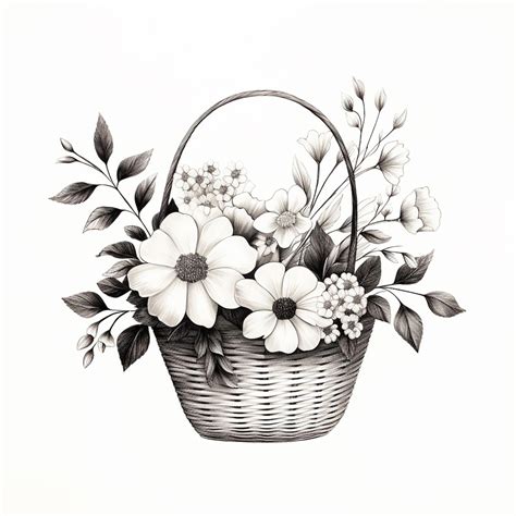 Premium Ai Image A Flower Pot Sketch With White Background