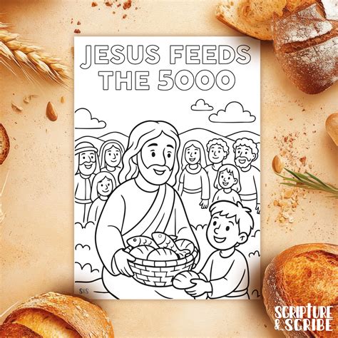 Jesus Feeds The 5000 Colouring
