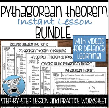 PYTHAGOREAN THEOREM GUIDED NOTES AND PRACTICE BUNDLE By Math Class Rocks