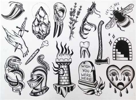 Small Traditional Tattoos Black And White Printable Calendars At A Glance
