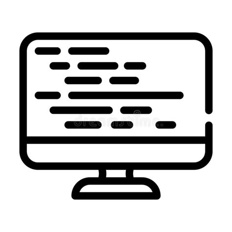 Coding On Computer Screen Line Icon Vector Illustration Stock Vector