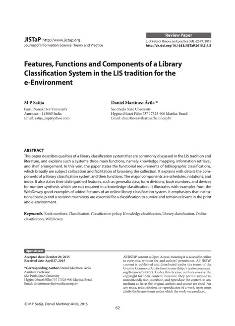 Pdf Features Functions And Components Of A Library Classification System In The Lis Tradition
