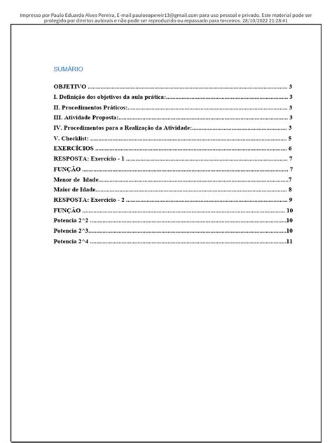 Aula Prática Algoritmos E ProgramaÇÃo Estruturada Pdf Algoritmos
