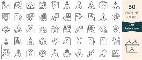 Set Of Job Interview Icons Thin Linear Style Icons Pack Vector Illustration Stock Vector