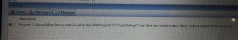 خطای program does not contain a static main method suitable for an