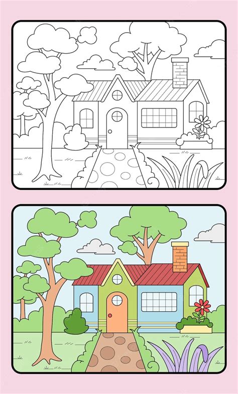 어린이와 초등학교를 위한 색칠 공부 프리미엄 벡터