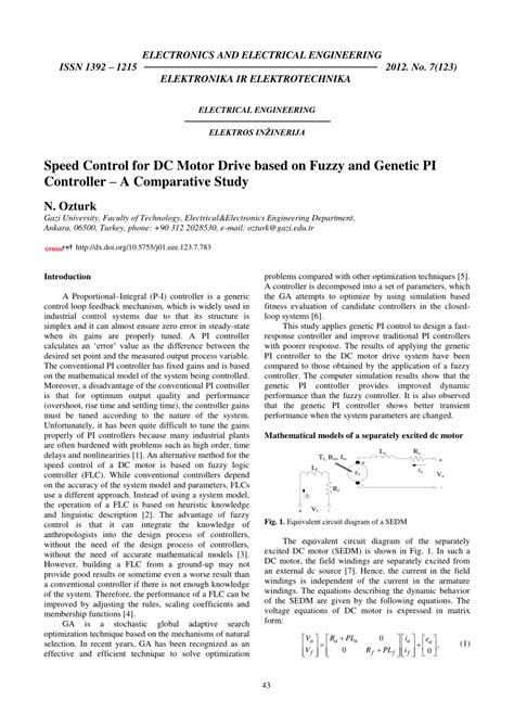 Pdf Speed Control For Dc Motor Drive Based On Fuzzy And Genetic Pi Controller A Comparative