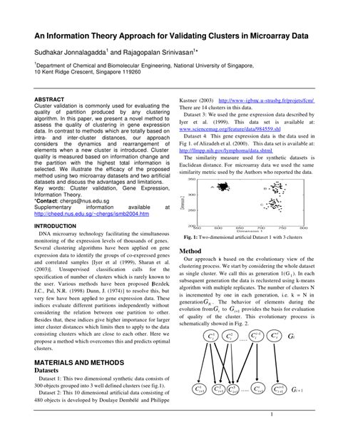 Pdf An Information Theory Approach For Validating Clusters In Microarray Data