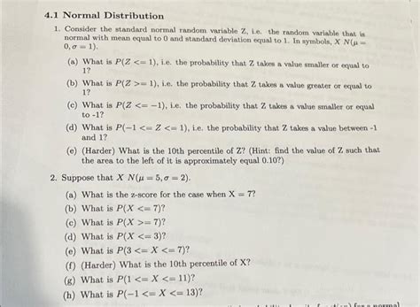 Solved Normal Distribution Consider The Standard Chegg