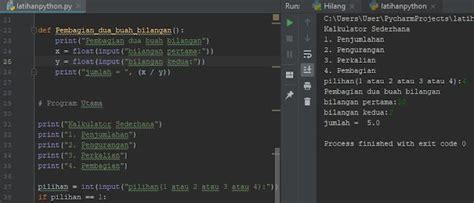 Program Python Penjumlahan Pengurangan Pembagian Dan Perkalian