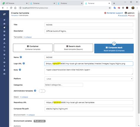 Portainer Template Support Localhost 127001 · Issue 3553 · Portainerportainer · Github