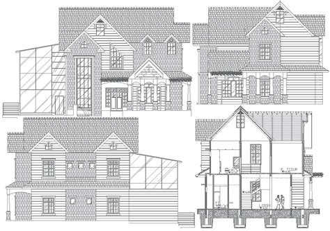 Autocad 2d Elevation Design For Modern House Layout