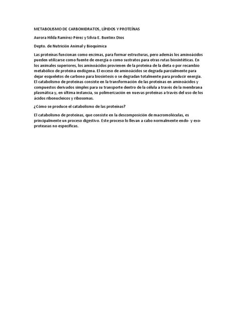 Catabolismo De Carbohidratos Pdf