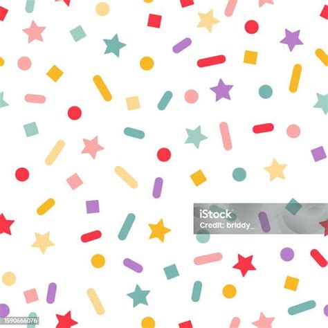 벡터 이음새가 없는 패턴 색상 스프링클 다채로운 카니발 색종이 조각 질감 케이크 아이스크림 도넛 토핑 그림 재미 있은 아이 축제 배경 0명에 대한 스톡 벡터 아트 및 기타