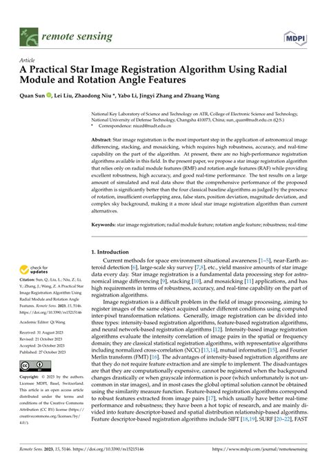 Pdf A Practical Star Image Registration Algorithm Using Radial Module