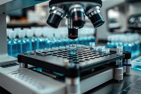 Microscope Analyzing Samples In Laboratory Setting Premium Ai Generated Image