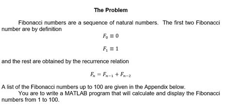 Solved The Problem Fibonacci Numbers Are A Sequence Of Chegg