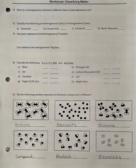 Solved 1 How Is A Homogeneous Substance Different Than A