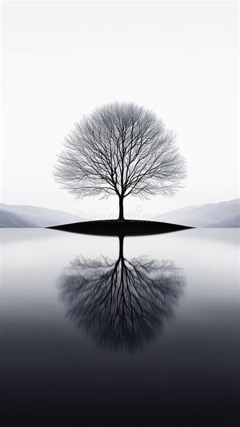 Drawing Of A Tree At The Water Stock Illustration Illustration Of Rural Single