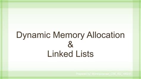 Dynamic Memory Allocation Ppsx