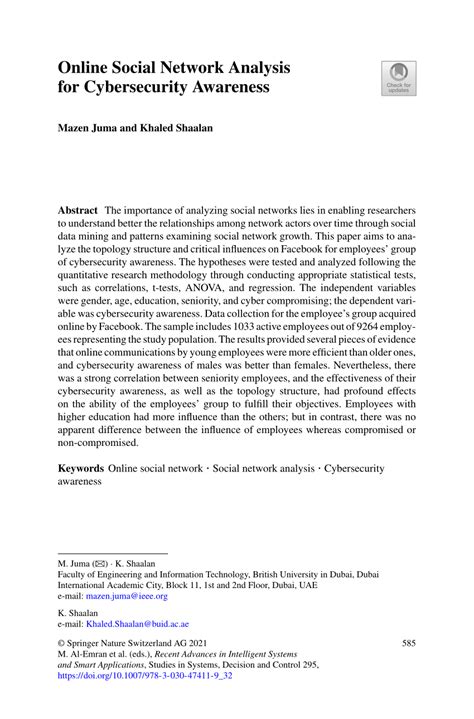 PDF Online Social Network Analysis For Cybersecurity Awareness