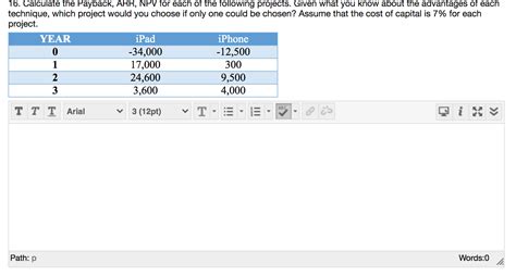 Solved 16 Calculate The Payback ARR NPV For Each Of The Chegg Com