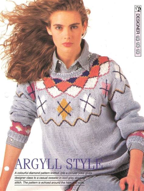 Knitting Pattern Womans Argyll Style Sweater Jumper Instant