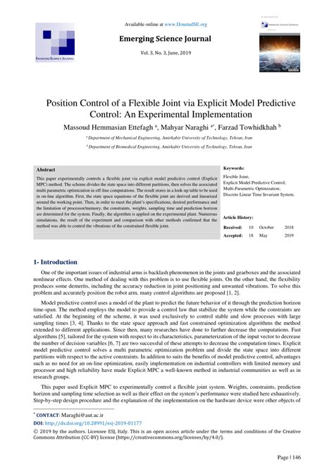 Pdf Position Control Of A Flexible Joint Via Explicit Model