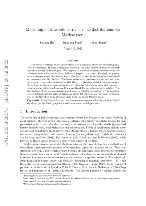 Modelling Multivariate Extreme Value Distributions Via Markov Trees Deepai