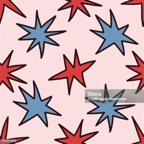 추상 기발한 별 패턴입니다 포장 플랫 스타일로 포장 파란색과 분홍색 선물 포장 인사말 카드 섬유 디자인 직물에 적합합니다 0명에 대한 스톡 벡터 아트 및 기타 이미지