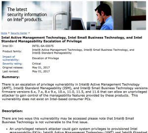 Intel Patches Remote Hijack Bug That Hid In Chips For Seven Years Graham Cluley