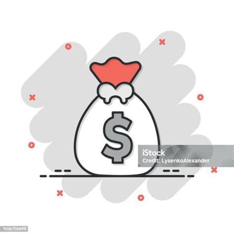 만화 스타일의 머니 백 아이콘 고립 된 배경에 Moneybag 만화 벡터 일러스트레이션 코인 자루 스플래시 효과 기호 비즈니스 개념 가방에 대한 스톡 벡터 아트 및 기타