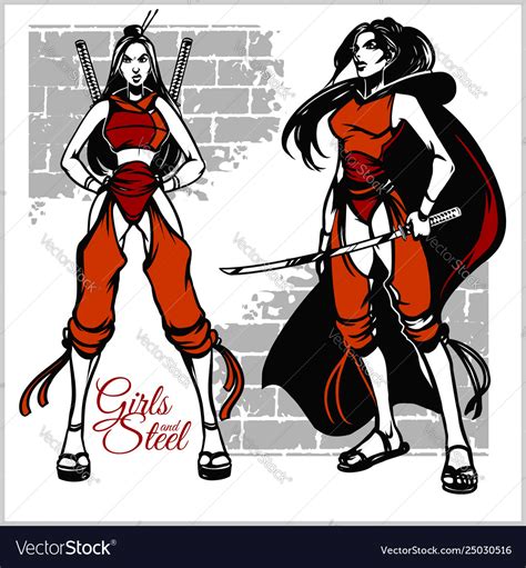 Girl With Katana Mma Woman Fighter Royalty Free Vector