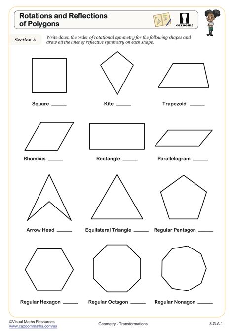 Rotations And Reflections Of Polygons Worksheet Fun And Engaging 8th Grade Pdf Worksheets