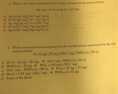 Solved 2 What Is The Correct Cell Notation For A Voltaic