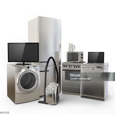 소비자 전자 Tv 냉장고 진공청소기 전자레인지는요 세차기 빨래건조기에 대한 스톡 사진 및 기타 이미지 빨래건조기 세탁기 아이콘 세트 Istock