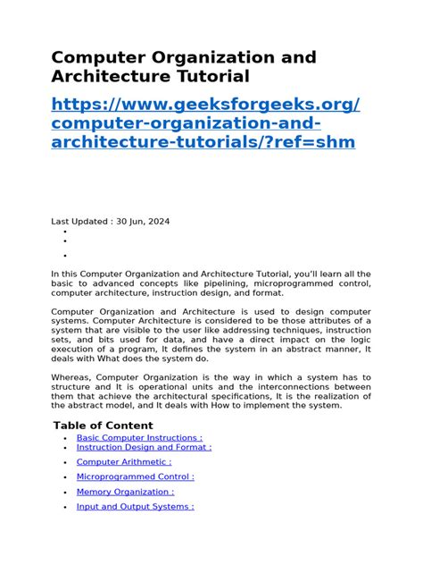 Computer Organization And Architecture Tutorial Pdf Central Processing Unit Art