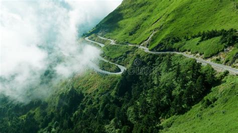 Aerial View Car Driving In Beautiful Mountain Road Stock Footage