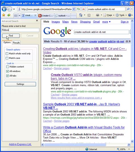 sample ie plug in for advanced search in internet explorer 6 and 7 and
