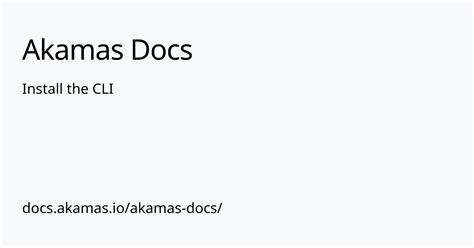 Install The Cli Akamas Docs
