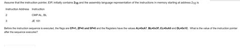 Solved Assume That The Instruction Pointer Eip Initially