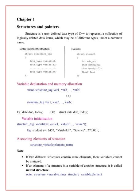 Chapter 1 Structure And Pointers Docx