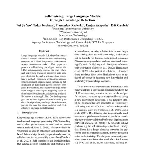 Self Training Large Language Models Through Knowledge Detection Acl