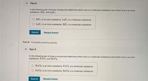 Solved Part A In The Following Pair Of Binary Compounds