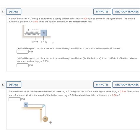 Solved Details My Notes Ask Your Teacher A Block Of Mass M