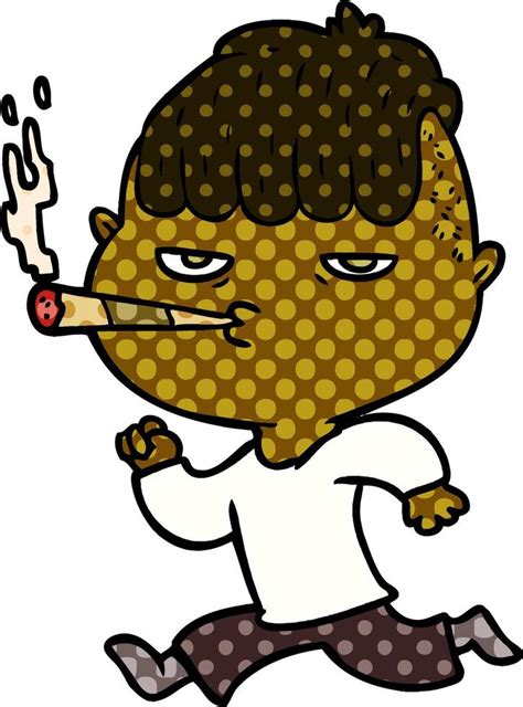 Cartoon Man Smoking Whilst Running 12401836 Vector Art At Vecteezy