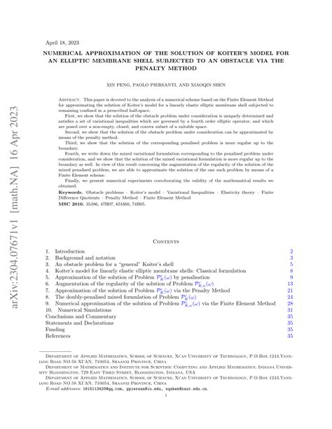 Pdf Numerical Approximation Of The Solution Of Koiters Model For An