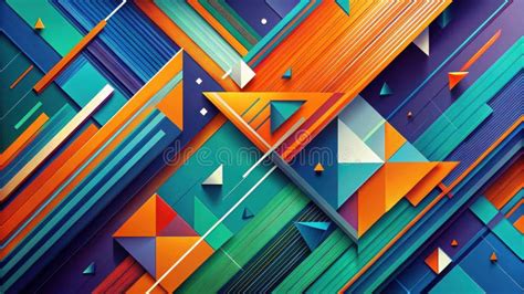 Abstract Geometric Design Featuring Vibrant Hues And Intersecting Shapes Generative Ai Stock