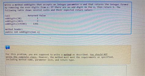Solved Write A Method Odddigits That Accepts An Integer