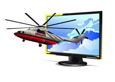 Premium Vector Abstract Flat Computer Monitor With Ambulance